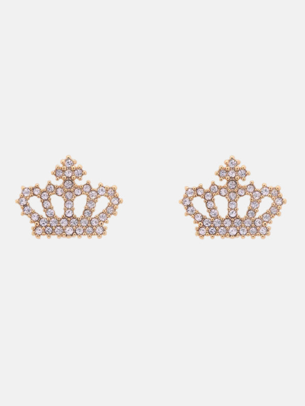 Gold Tone Crystal Motif Crown Stud Earrings – Juicy Couture UK