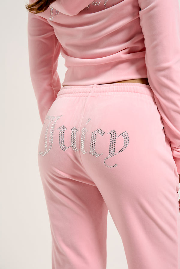JUICY PINK VELOUR DIAMANTE TRACKSUIT BOTTOM Juicy Couture UK juicy-pink-velour-diamante-tracksuit-bottom-juicy-couture-uk
